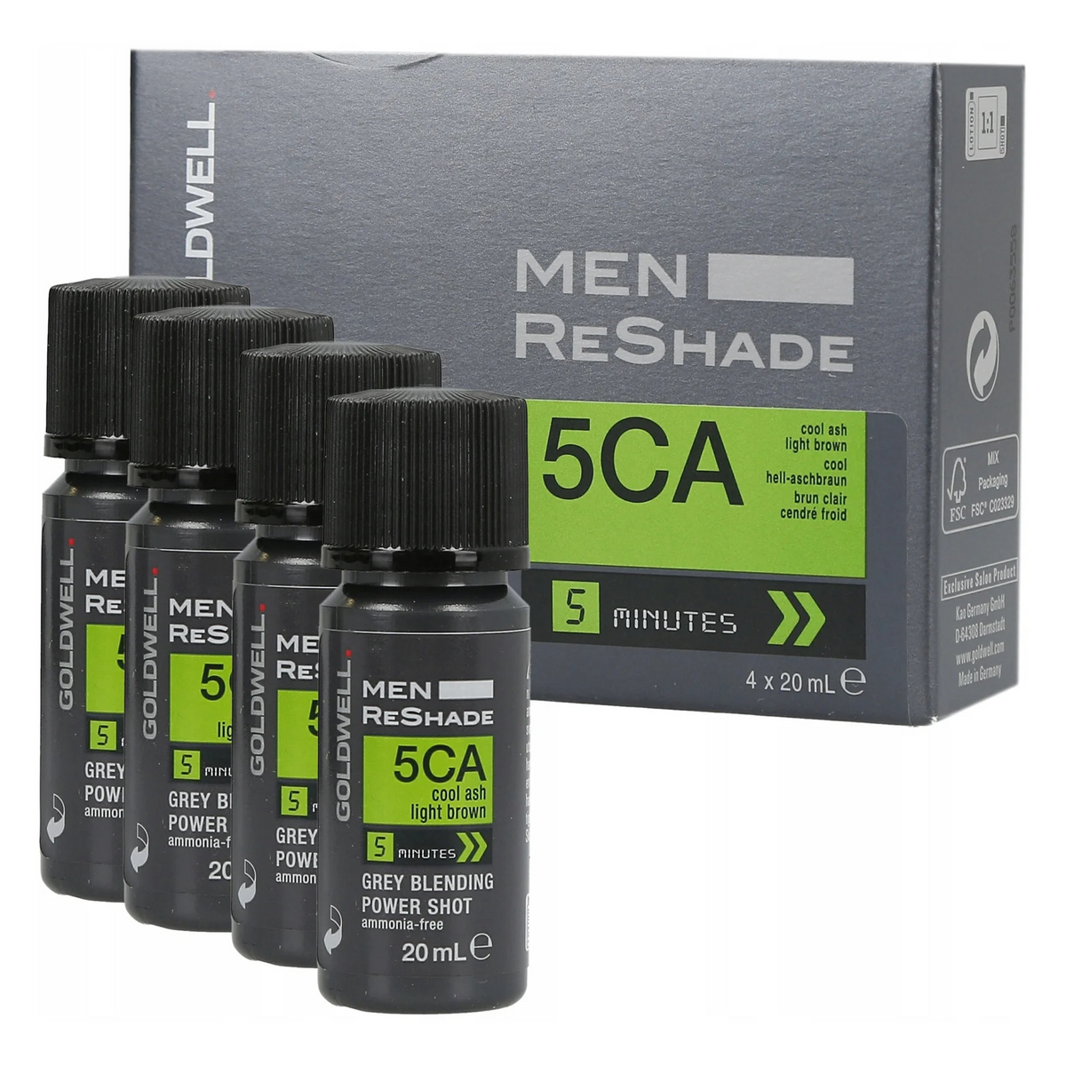 Goldwell Men ReShade Grey Blending Power Shot (4 x 0.6 oz / 20 ml) - 5 ...