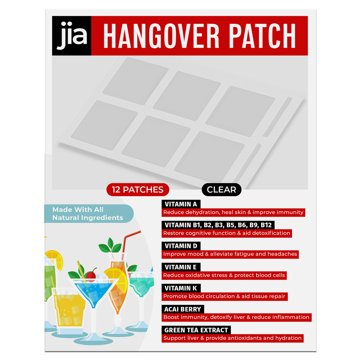 Jia Hangover Patch - 12 Clear Patches (1 Pack) – Hermosa Beauty