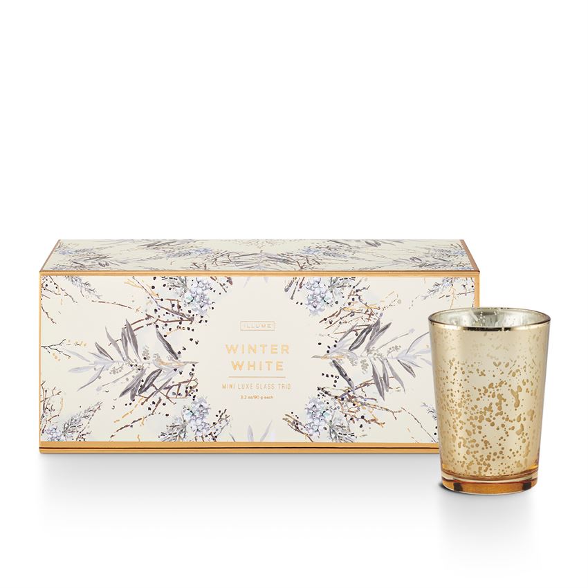 Illume Mini Luxe Sanded Mercury Glass Candle Trio 3.2 oz / 90 g - Wint ...